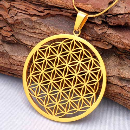 "Flower of Life" Pendant, Gold-Plated Stainless Steel - Vesica ...